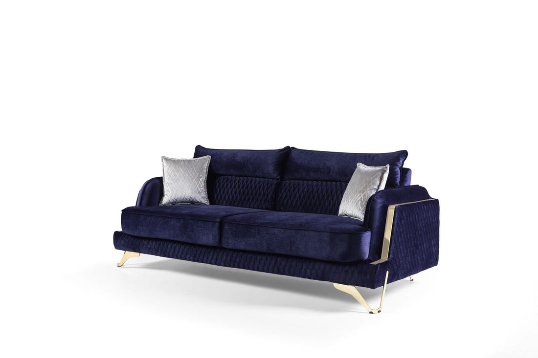 Nessa Sofa & Love Set - Babyface Upholstery - Navy Blue | Rosen Furniture