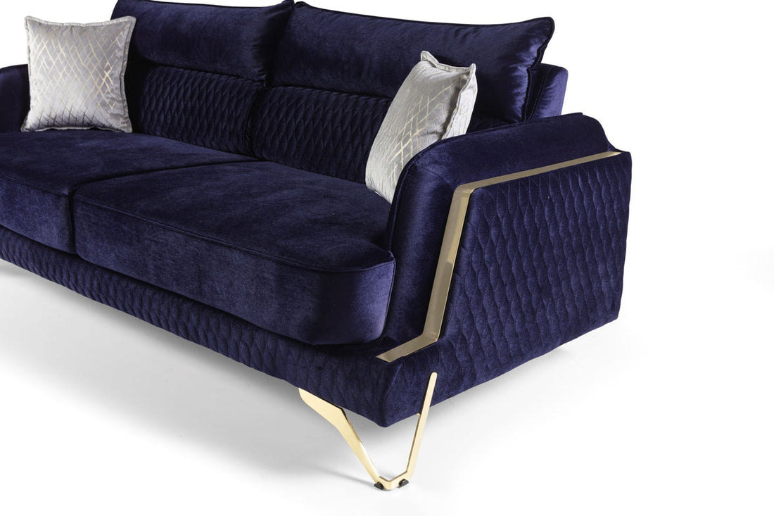 Nessa Sofa & Love Set - Babyface Upholstery - Navy Blue | Rosen Furniture