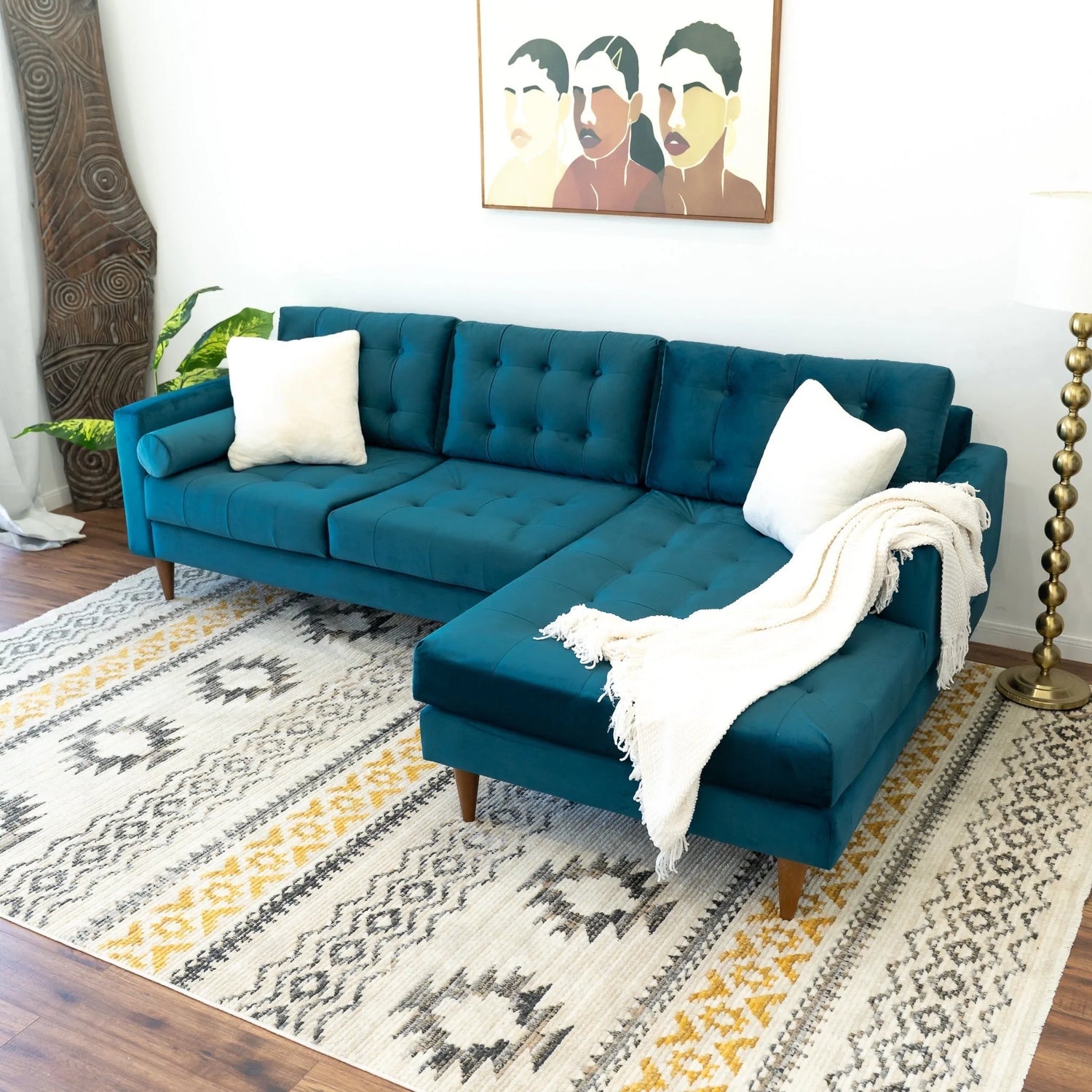 Teal Velvet Sectional Sofa | Cabinets Matttroy