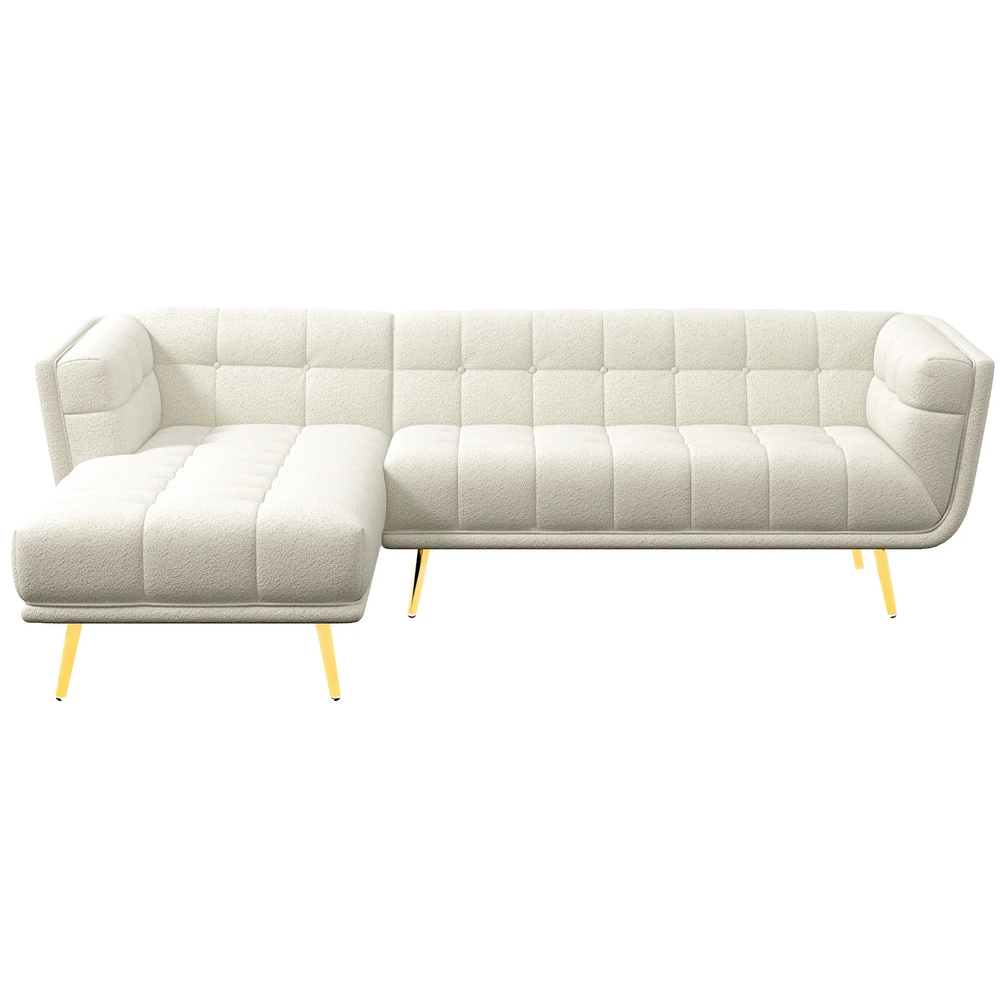 Kano L Shape Sectional Cream Boucle Sofa (Left Facing Chaise) | Rosen ...