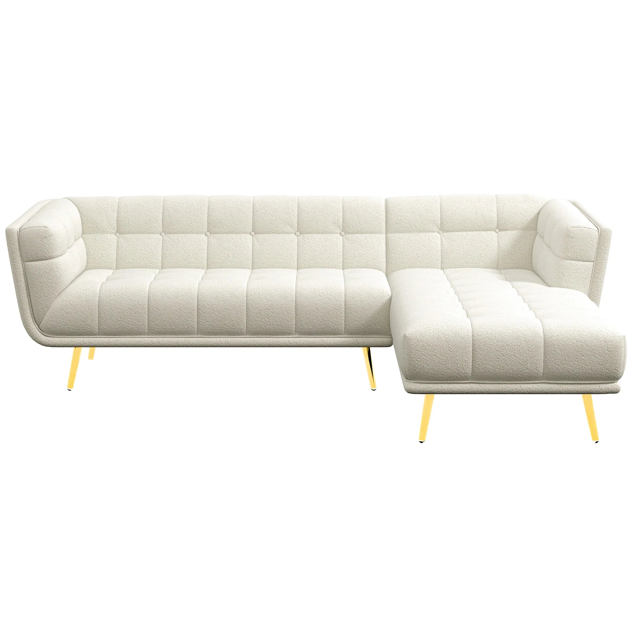 Kano L Shape Sectional Cream Boucle Sofa (Right Facing Chaise) | Rosen ...